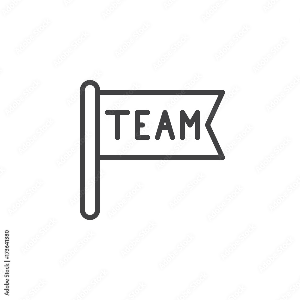 Team flag line icon, outline vector sign, linear style pictogram ...
