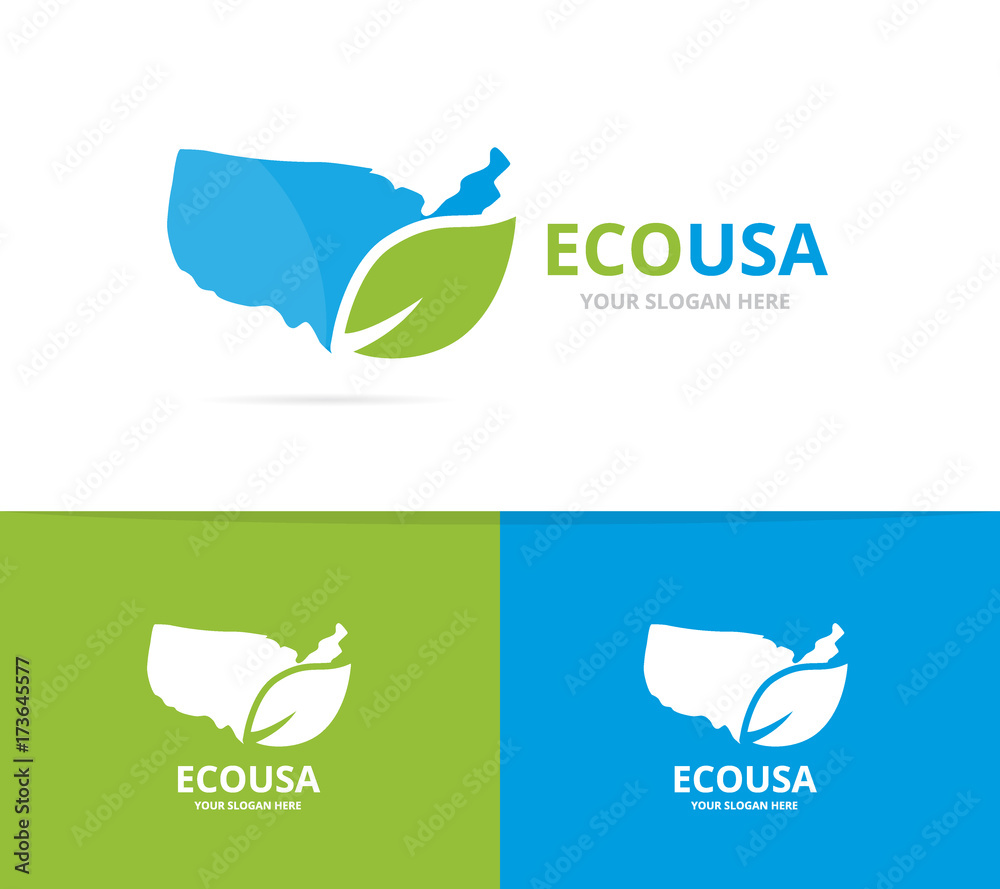 Vector of usa and leaf logo combination. America and eco symbol or icon ...