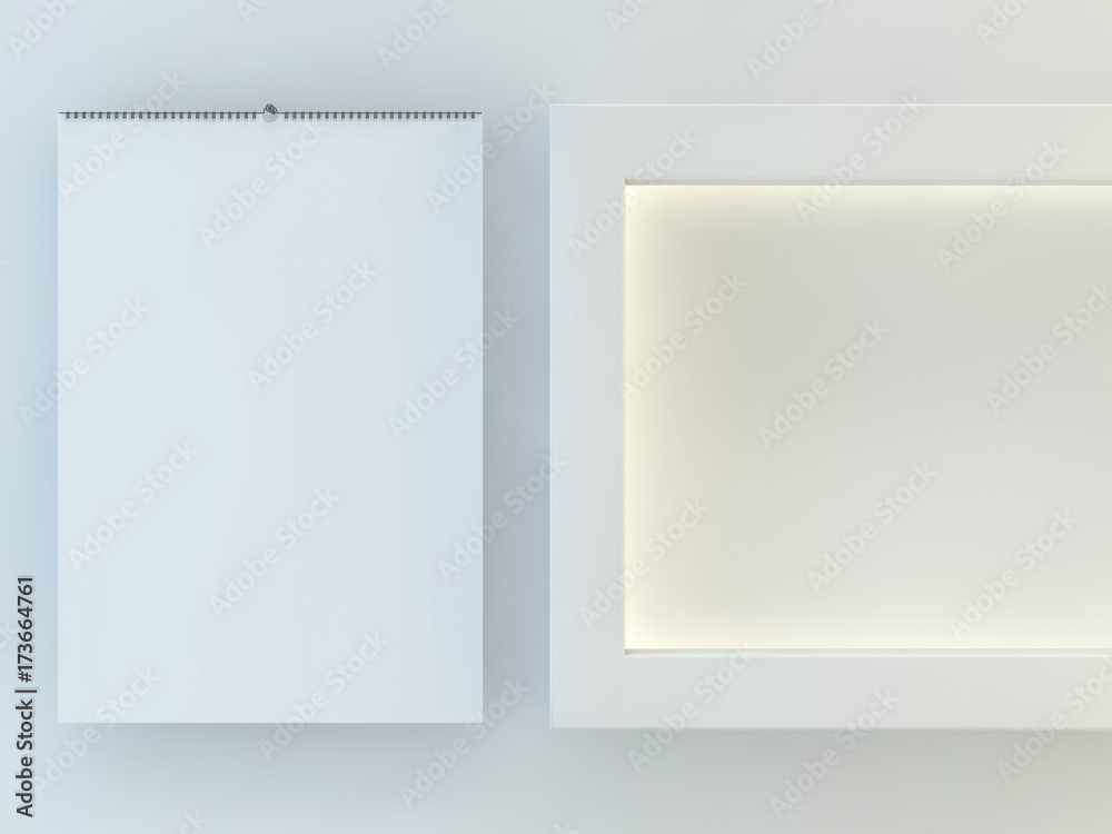 Blank design calendar template with open cover with soft shadows. 3D ...