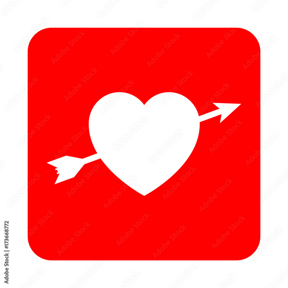 Icono plano corazon con flecha en cuadrado rojo Stock Illustration | Adobe Stock