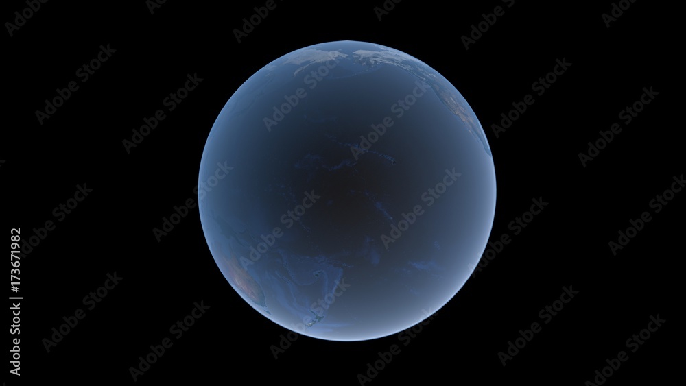 Pacific Ocean between America, Asia and Australia on Earth ball ...