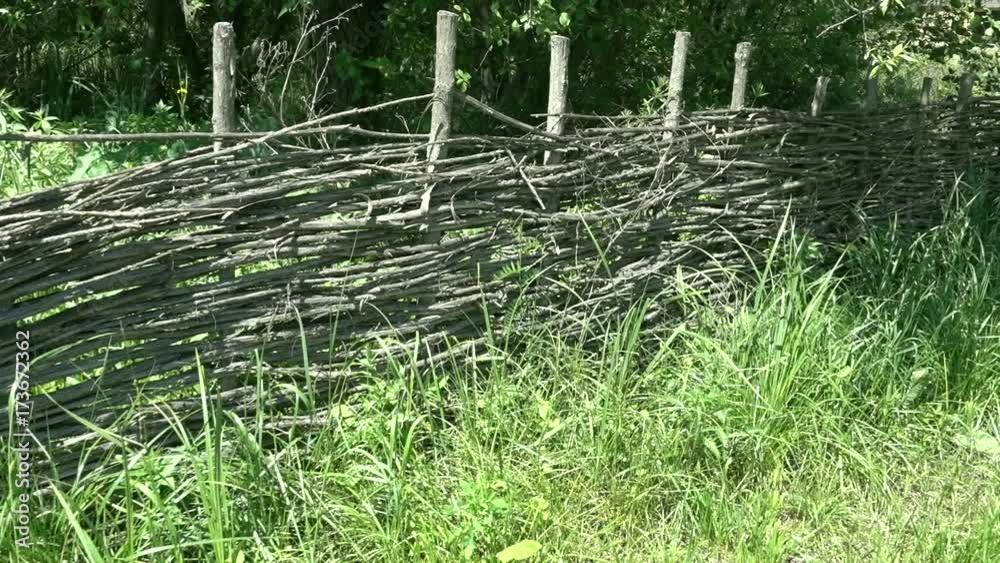 wicker fence, wicker, hurdle, lath fence, wattling, wattle fence, dead ...