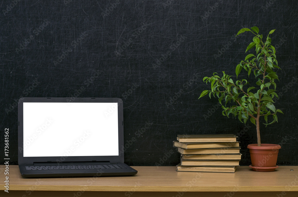 Teacher or student desk table. Education background. Education mockup ...
