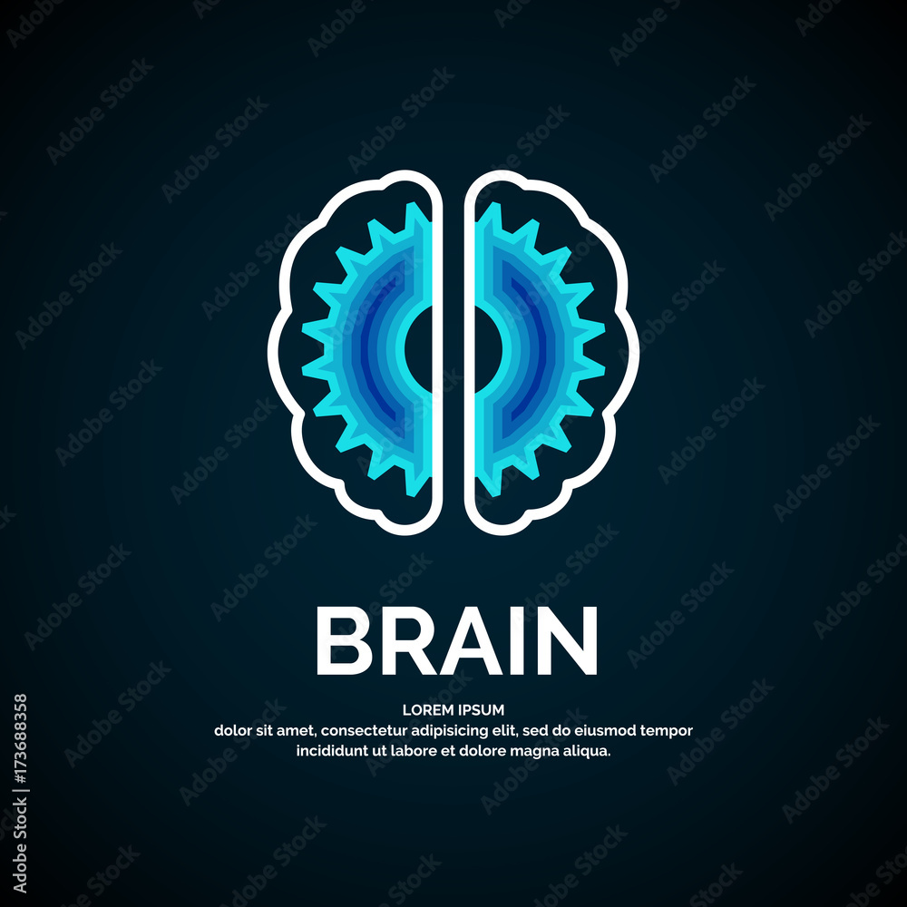 Vector logo brain color silhouette on a dark background. Stock Vector ...