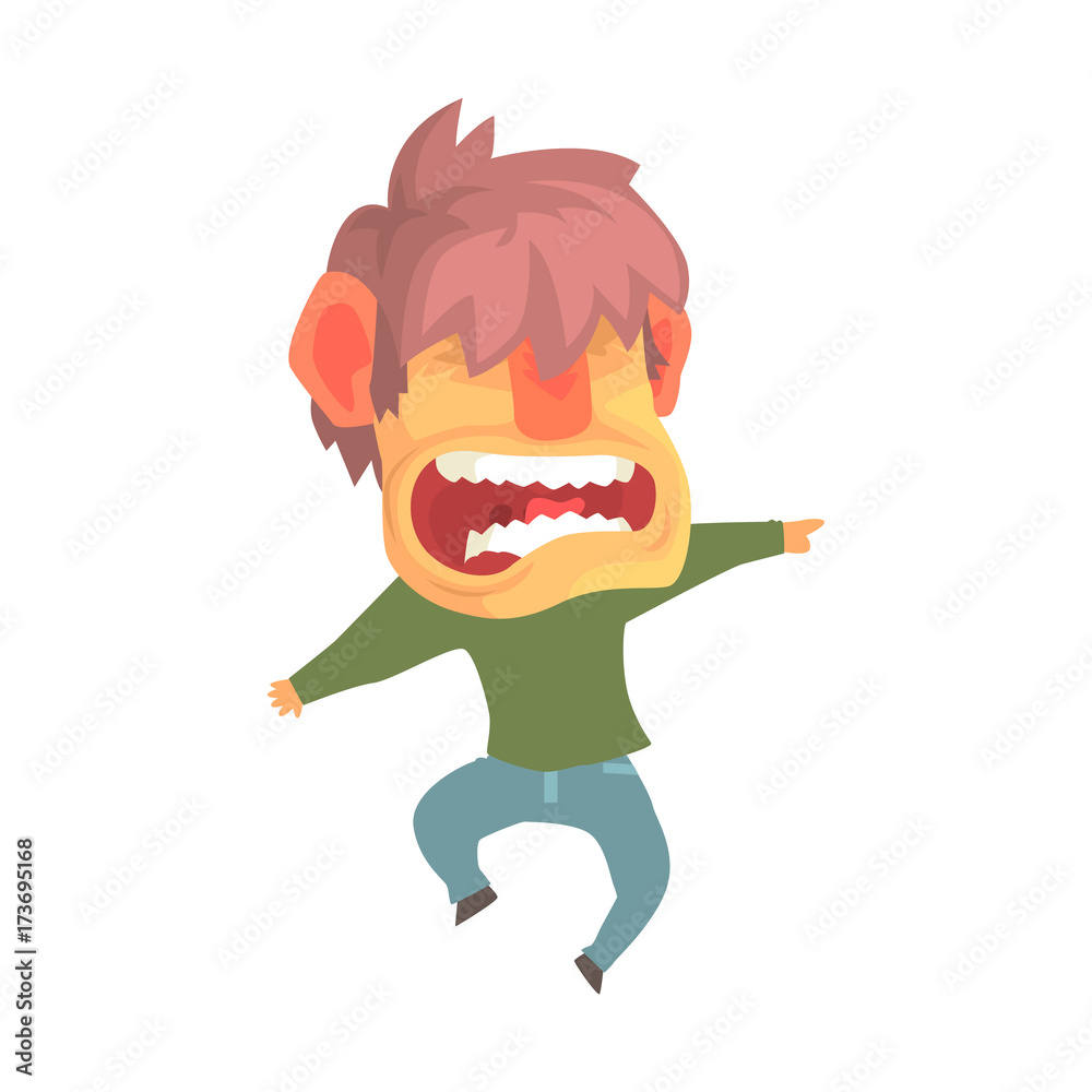 Young angry screaming man, despair aggressive person cartoon character ...