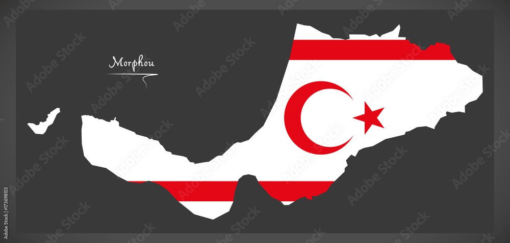 Morphou map of Northern Cyprus with national flag illustration Stock ...