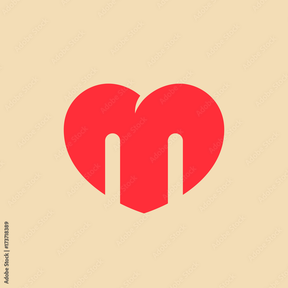 Letter M heart logo icon design template elements Stock Vector | Adobe ...