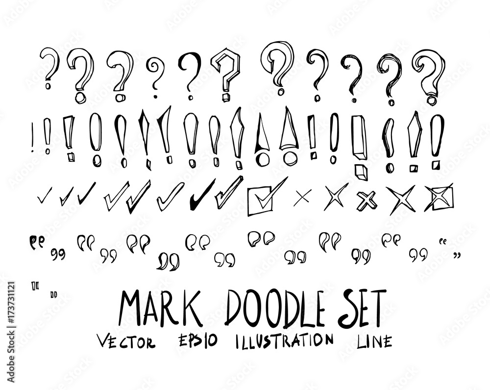 Set of mark doodle illustration Hand drawn Sketch line vector eps10 ...