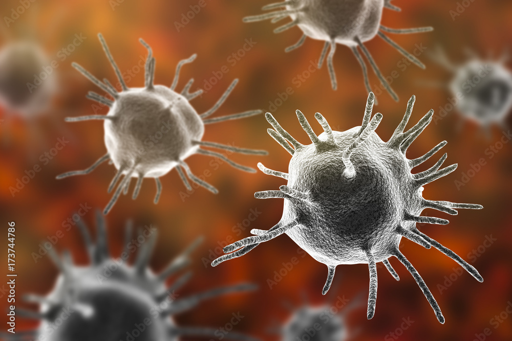 Parasites, human pathogenic microbes on colorful background. 3D ...