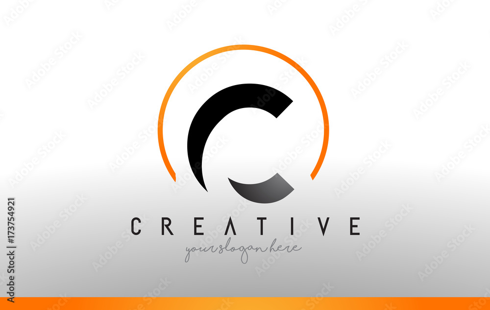 C Letter Logo Design with Black Orange Color. Cool Modern Icon Template ...