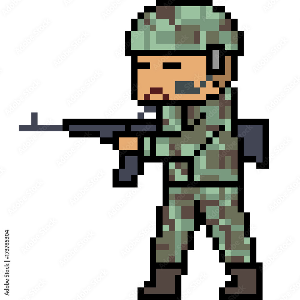 vector pixel art soldier Stock Vector | Adobe Stock