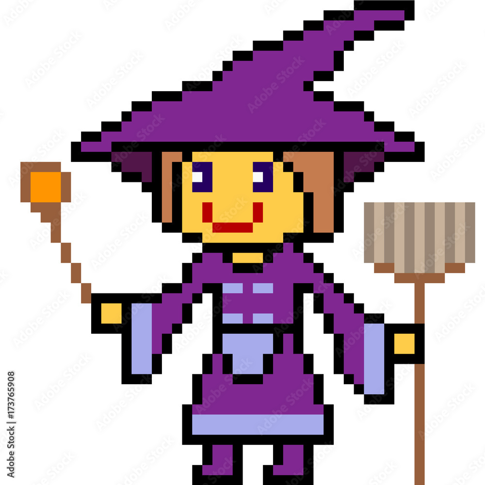 vector pixel art halloween witch Stock Vector | Adobe Stock
