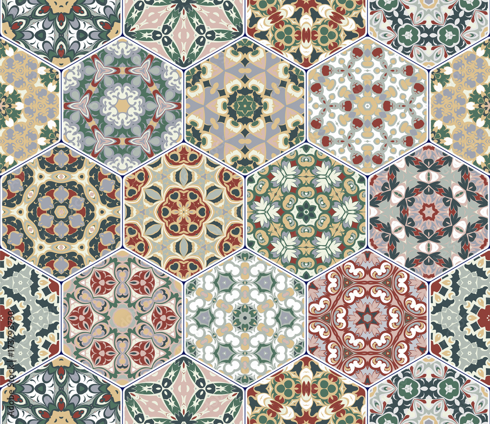 Vector set of hexagonal patterns. Stock Vector | Adobe Stock