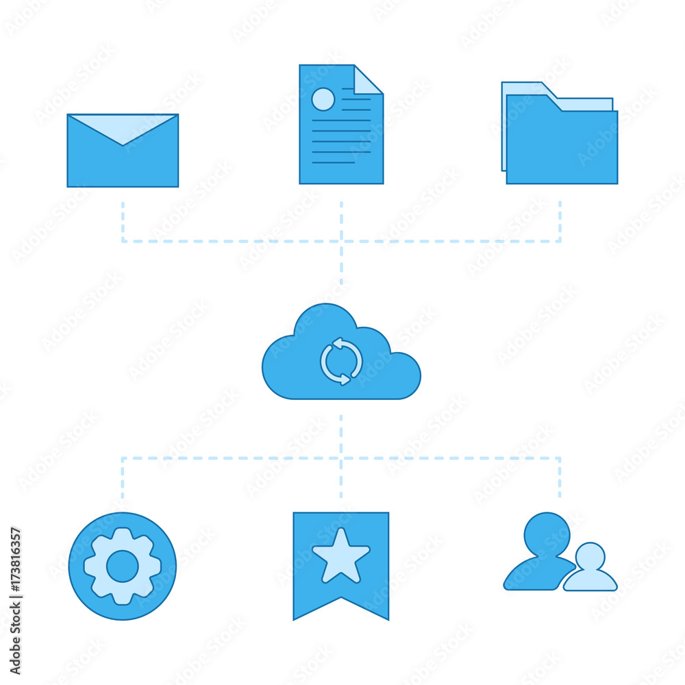 Network files, contacts, settings and favorites sync vector ...