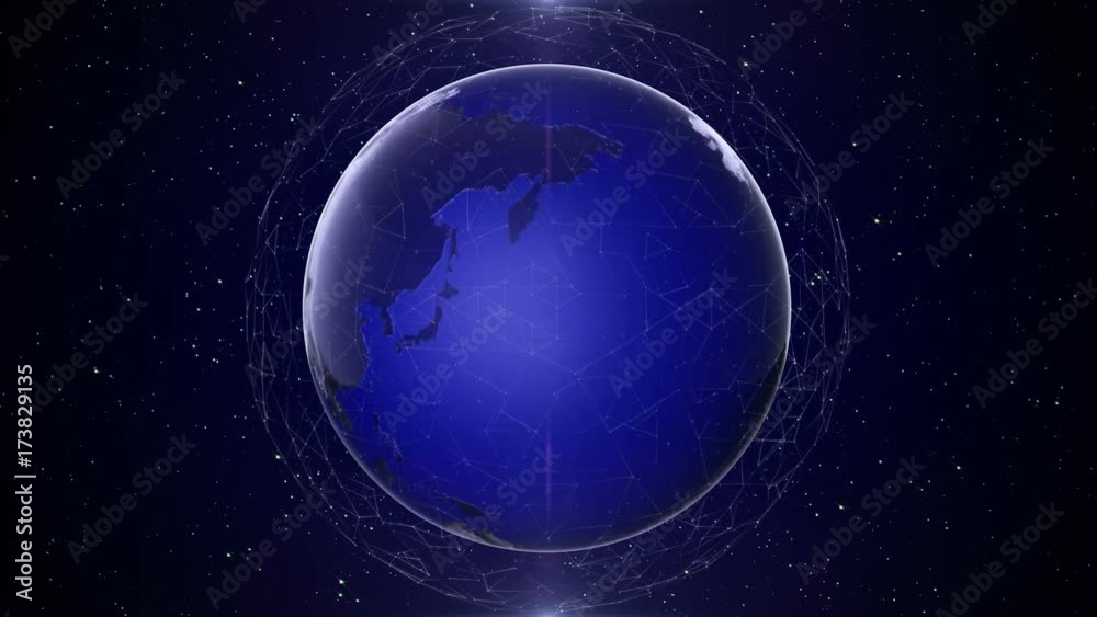 Earth rotating intro.World globes rotating with particles and stars ...