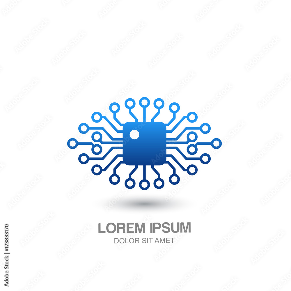 Vector human tech eye logo, sign, emblem design element. Abstract ...