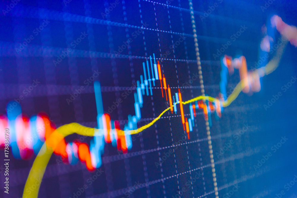 Stock diagram on the screen. Business analysis diagram. Finance concept ...