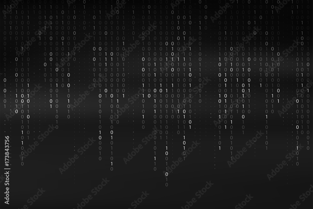 Abstract binary code background. Falling, streaming binary code ...