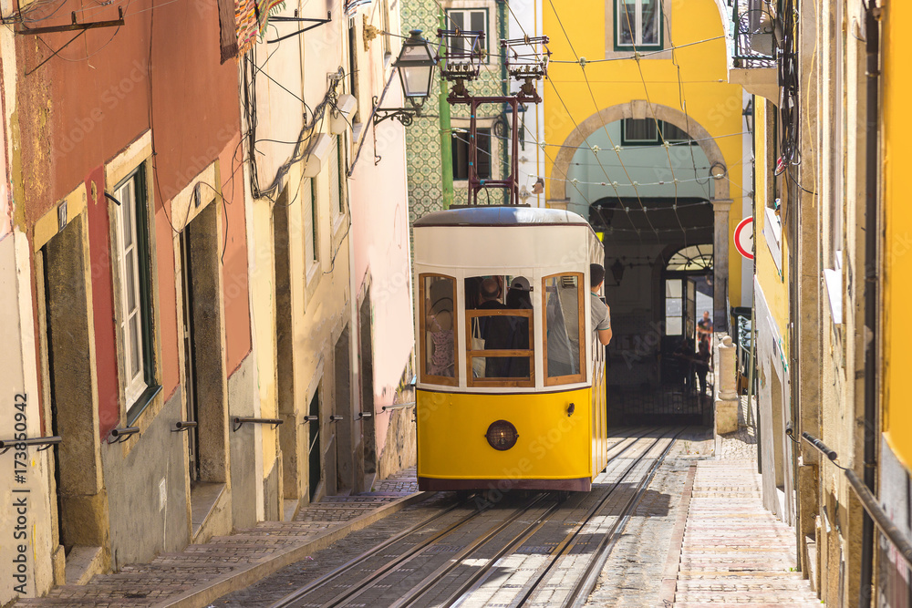 Funicular in the city center of Lisbon Stock Photo | Adobe Stock