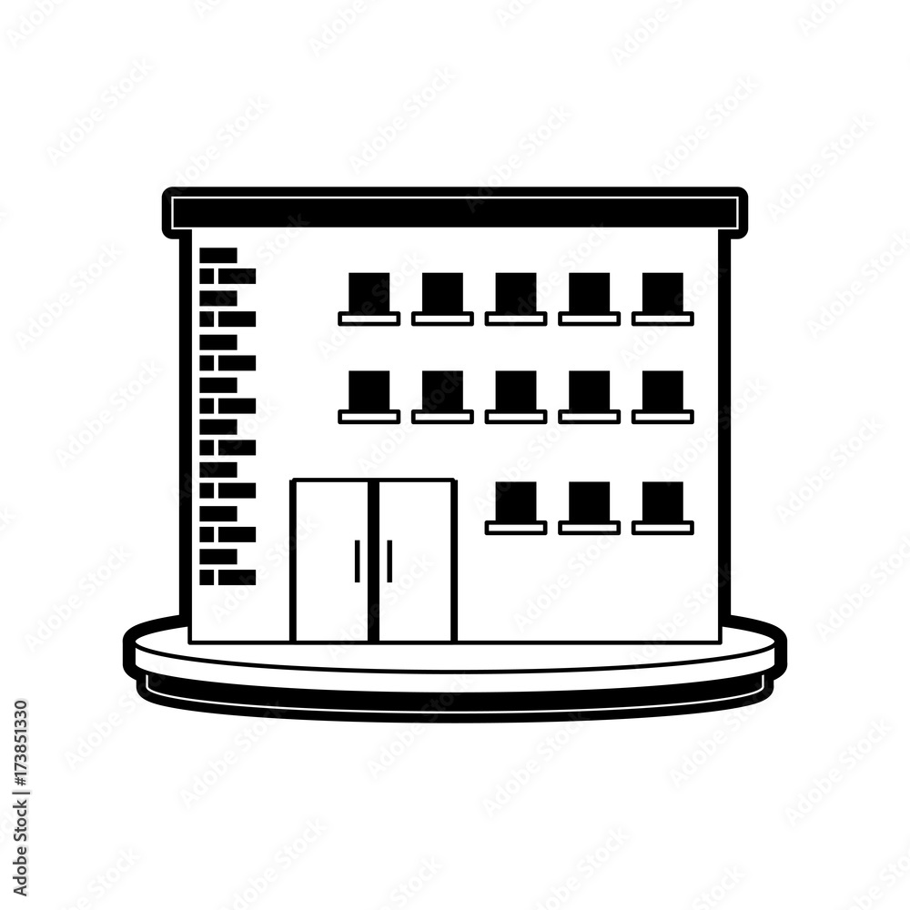 big city building icon image vector illustration design black and white ...