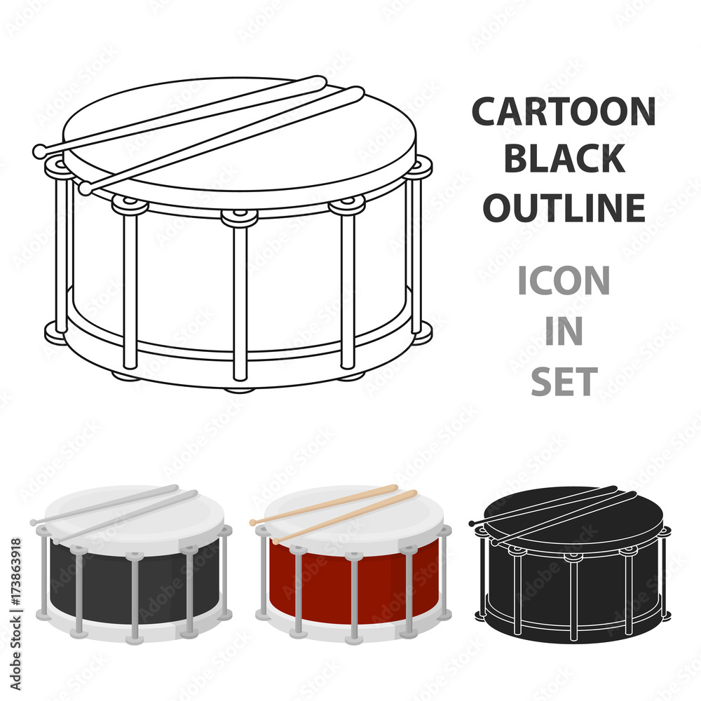 Drum icon in cartoon style isolated on white background. Musical ...