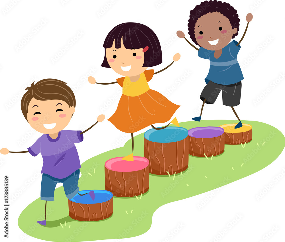 Stickman Kids Obstacle Wood Blocks Illustration Stock Vector | Adobe Stock