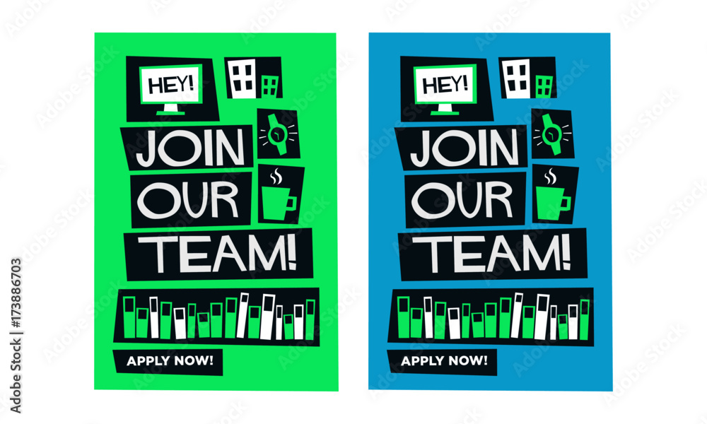 Join our team! (Flat Style Vector Illustration Recruitment Poster ...