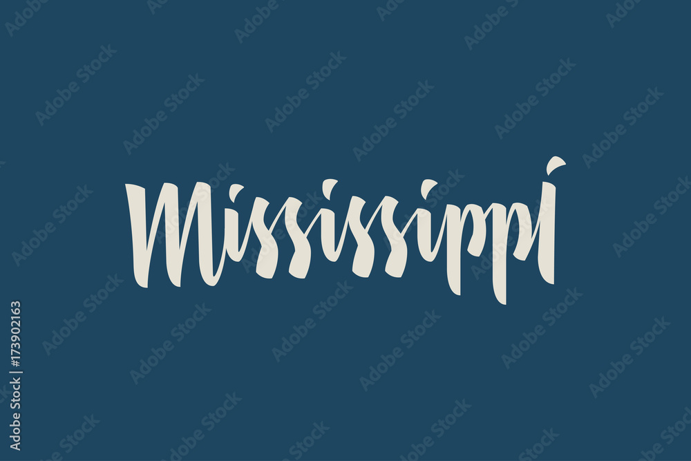 Mississippi City USA State Word Logo Name Hand Painted Brush Lettering ...