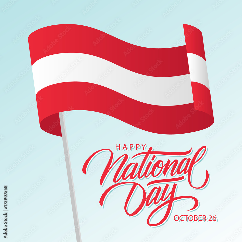 Austria Happy National Day, october 26 greeting card with waving ...