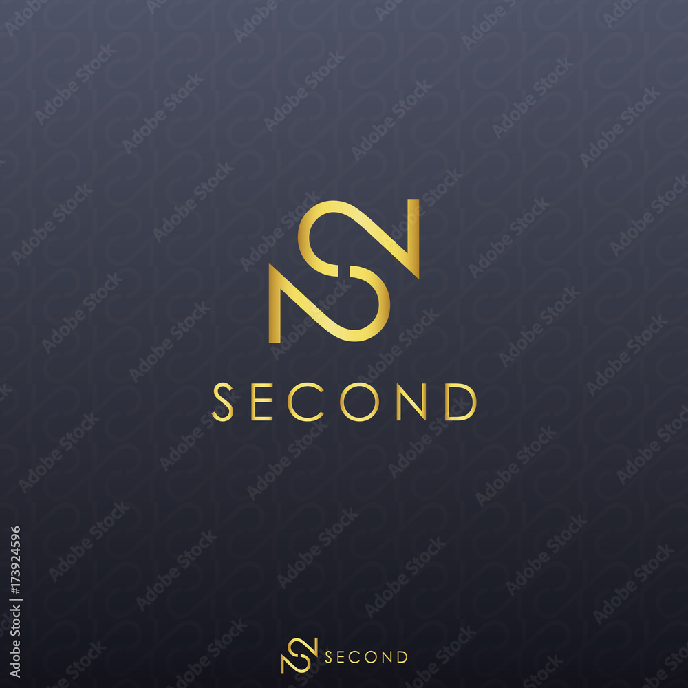 gold letter S and double number 2 logo concept with black background ...