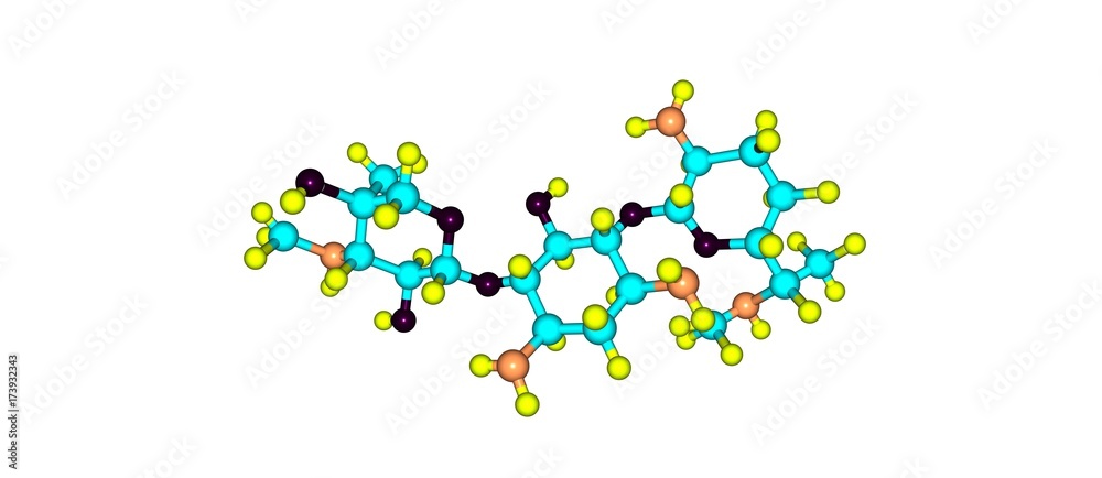 Gentamicin molecular structure isolated on white Stock Illustration ...