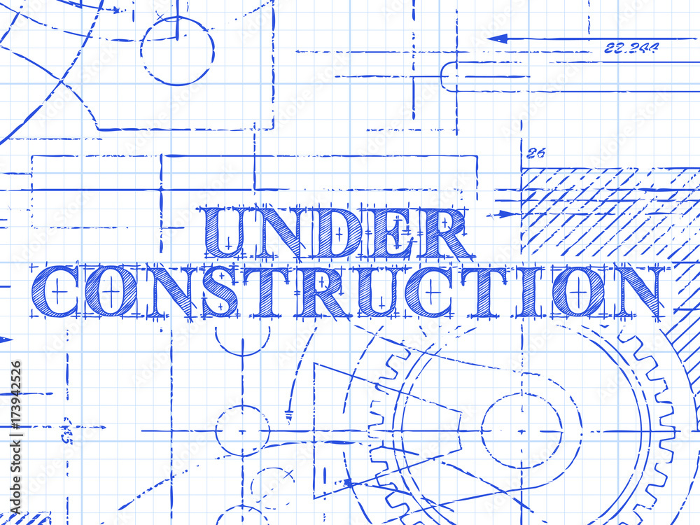 Under Construction Graph Paper Tech Drawing Stock Vector | Adobe Stock