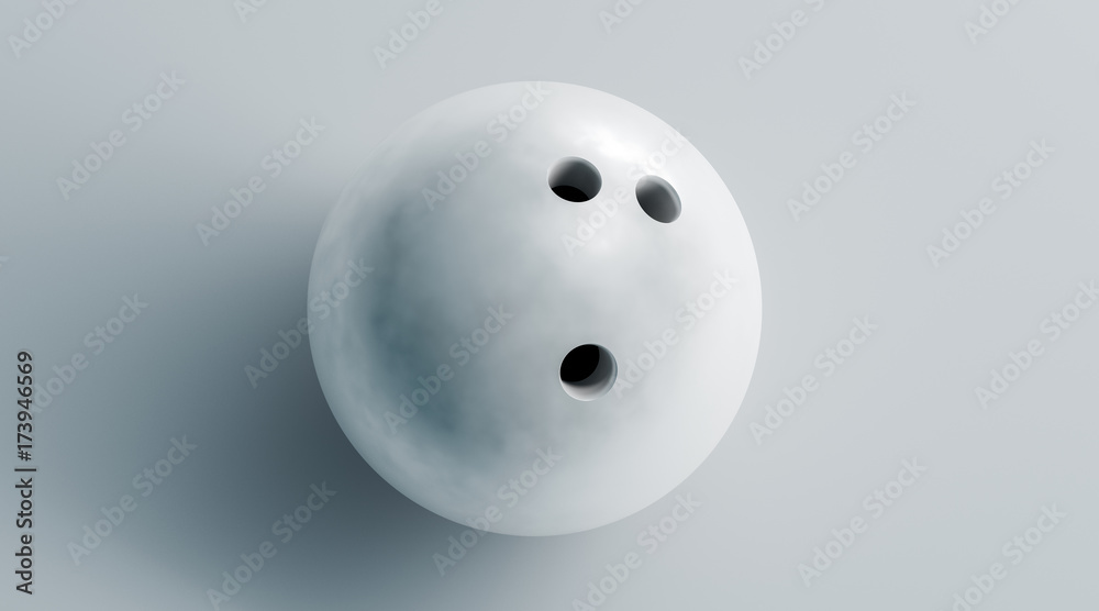 Blank white bowling ball mock up, top view, 3d rendering. Empty bowl ...