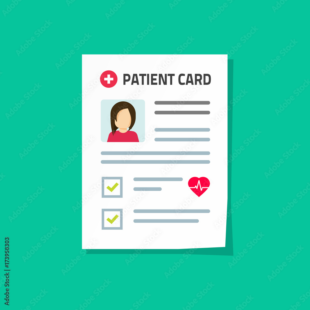 Patient card vector illustration isolated on color background, flat ...