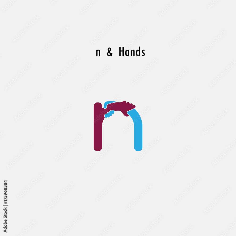 n- Letter abstract icon and hands logo design vector template.Business ...