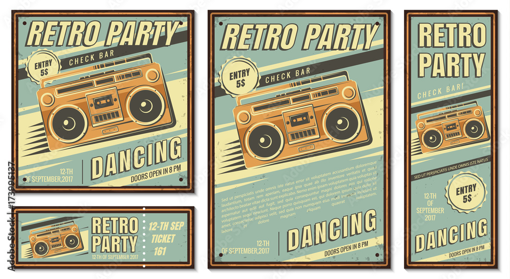 Vintage banner, retro party. Stock Vector | Adobe Stock