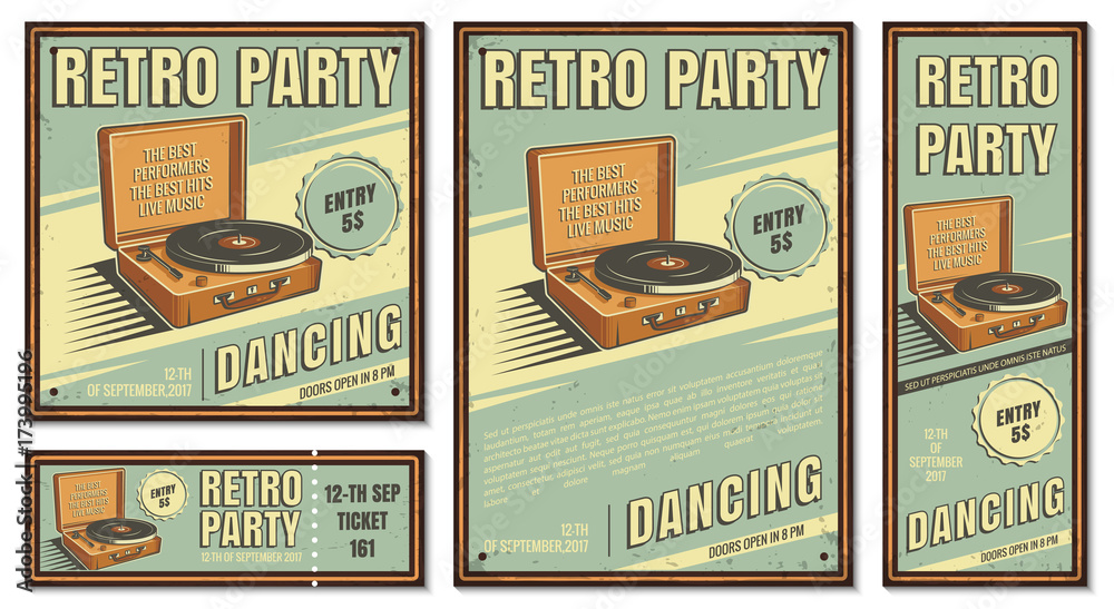 Vettoriale Stock Vintage banner, retro party. | Adobe Stock