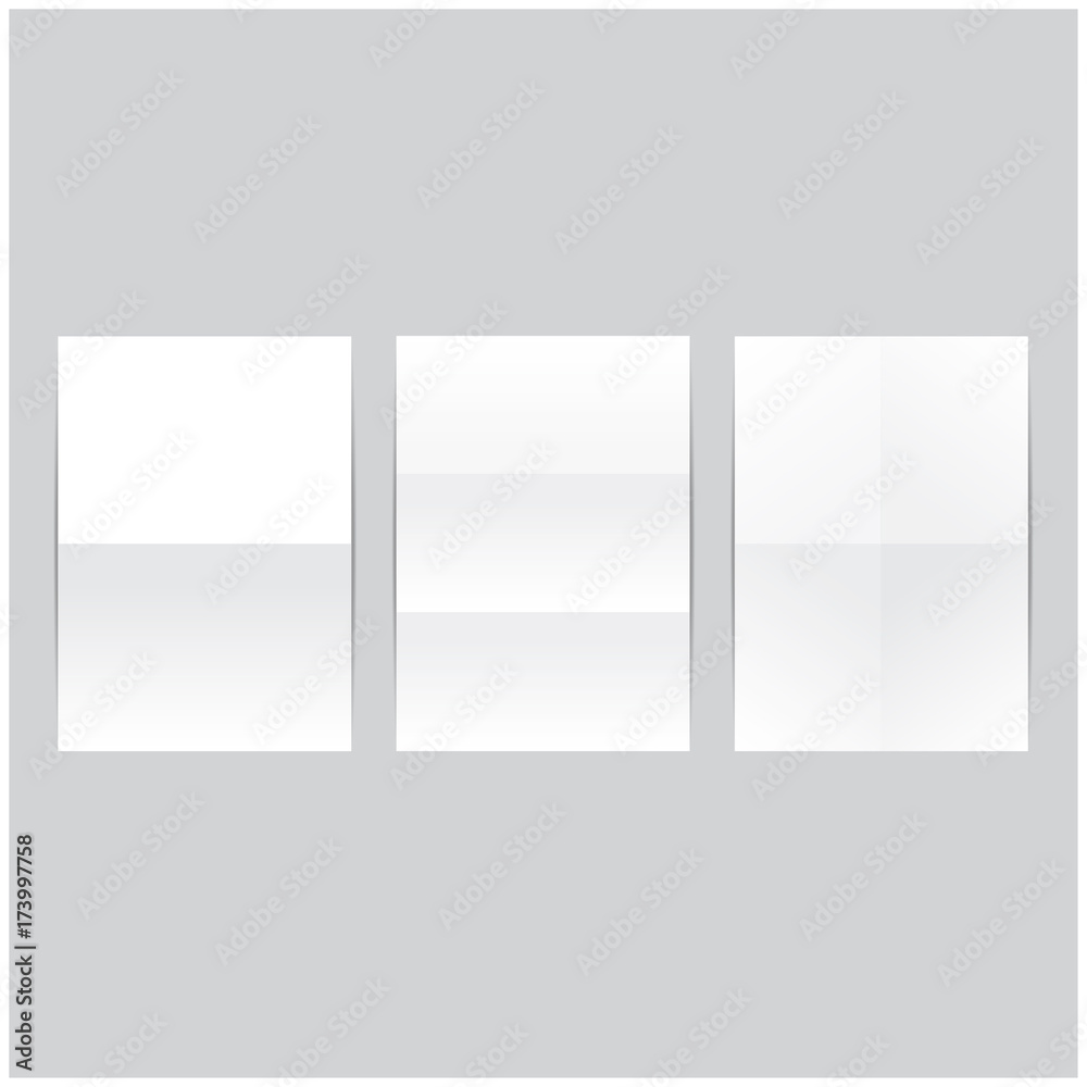 Crumpled folded pieces of a4 paper set. Vector realistic illustration ...