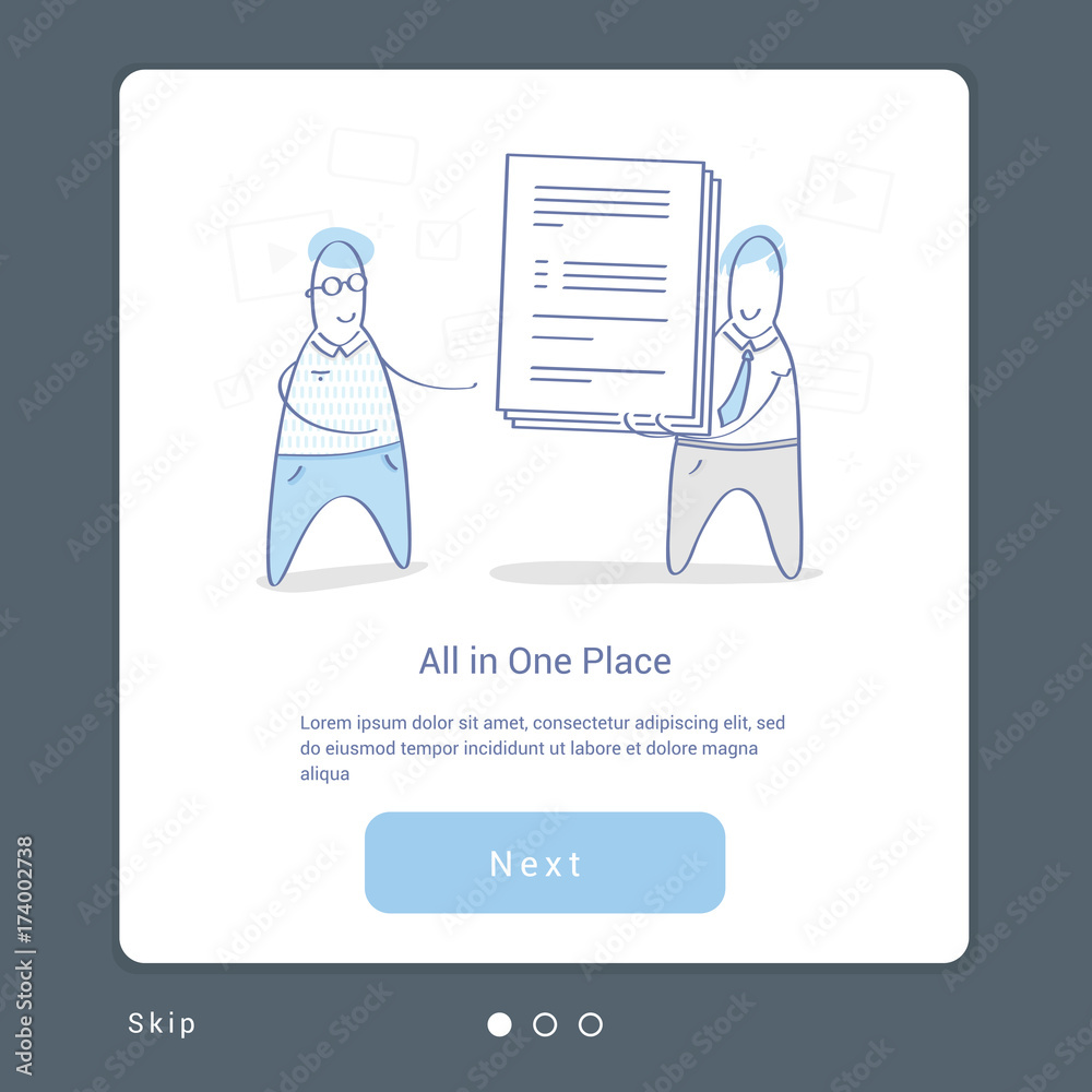 Business illustration concept of data and documents processing, access ...