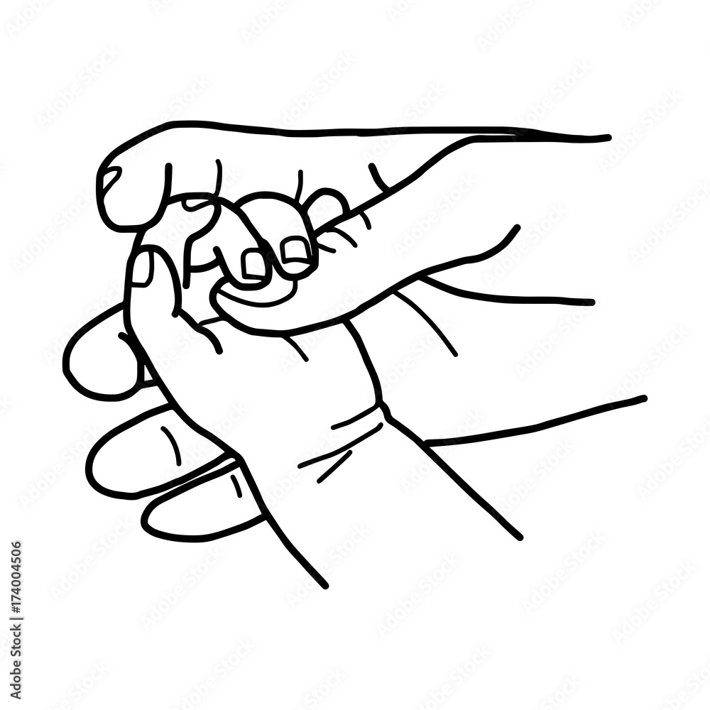 hand of baby holding mother with love vector illustration sketch hand ...