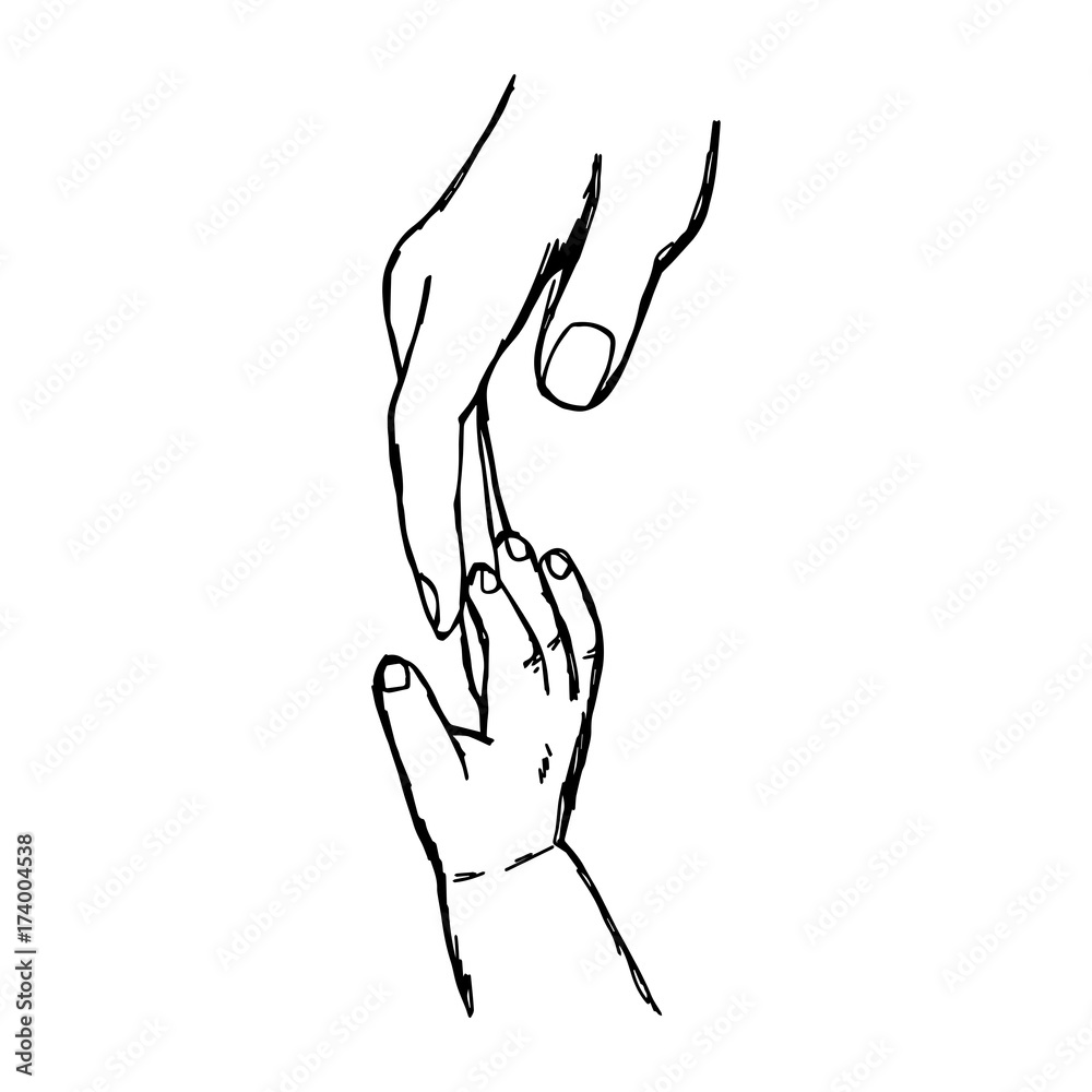 Vecteur Stock mother touching her child with finger tips vector ...