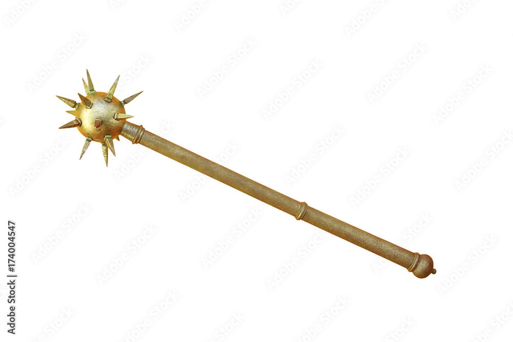 ancient metallic mace over white Stock Photo | Adobe Stock
