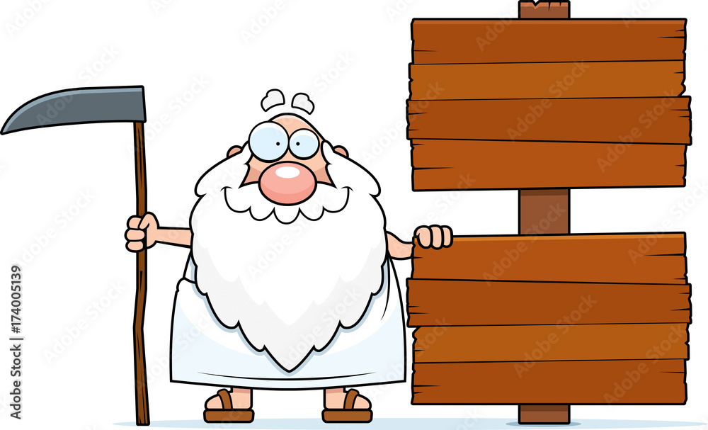 Cartoon Father Time Sign Stock Vector | Adobe Stock