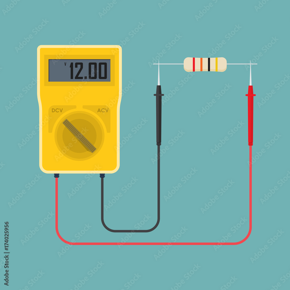 Digital multimeter with resistor. Vector illustration. Stock Vector ...