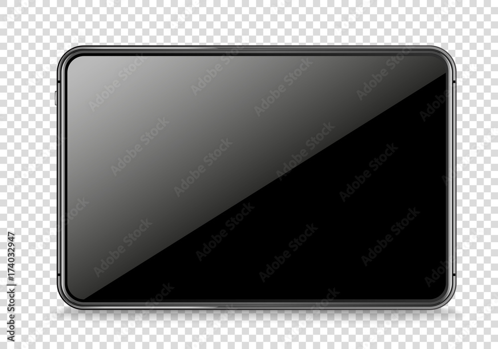 Modern tablet device vector mockup isolated on transparent. Place any ...