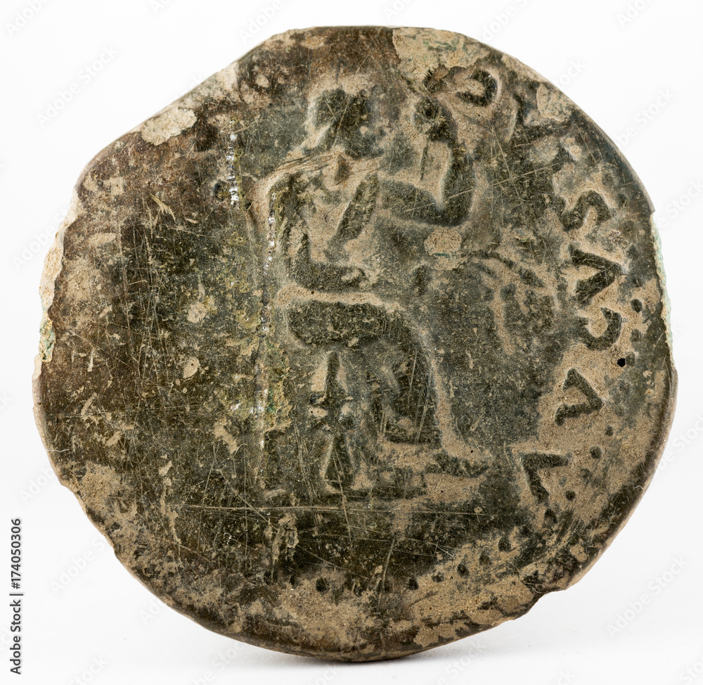 Dupondius. Ancient Roman bronze coin of Emperor Tiberius. Livia. Minted ...