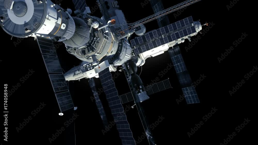 Space Station And Astronaut With Alpha Matte. 3D Animation. You Can Use ...