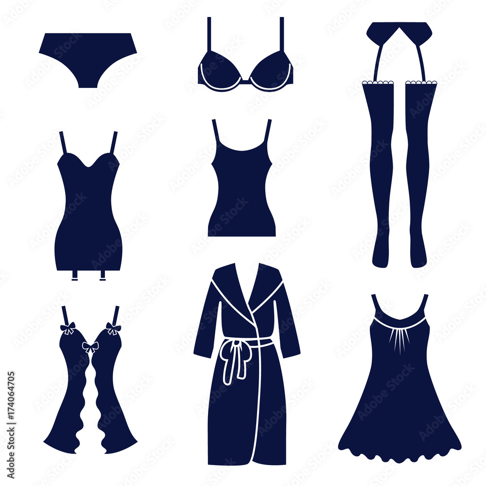 Types Of Lingerie As Glyph Icons Stock Vector Adobe Stock