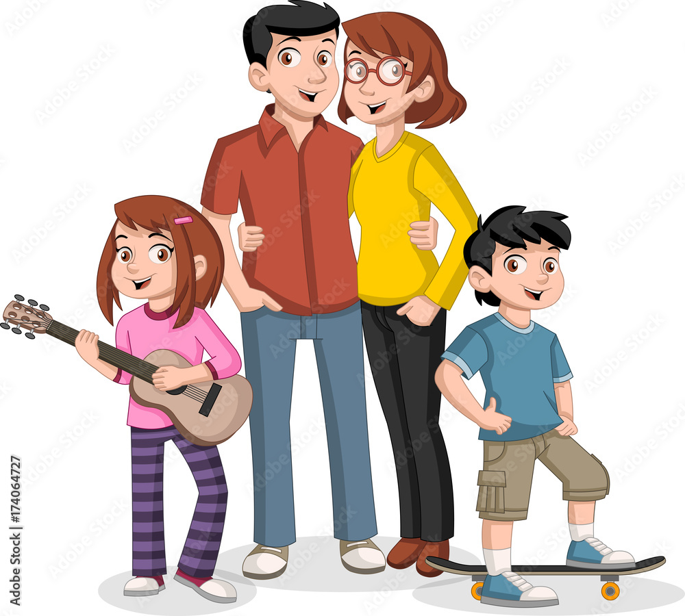 Colorful happy people. Cartoon family. Stock Vector | Adobe Stock