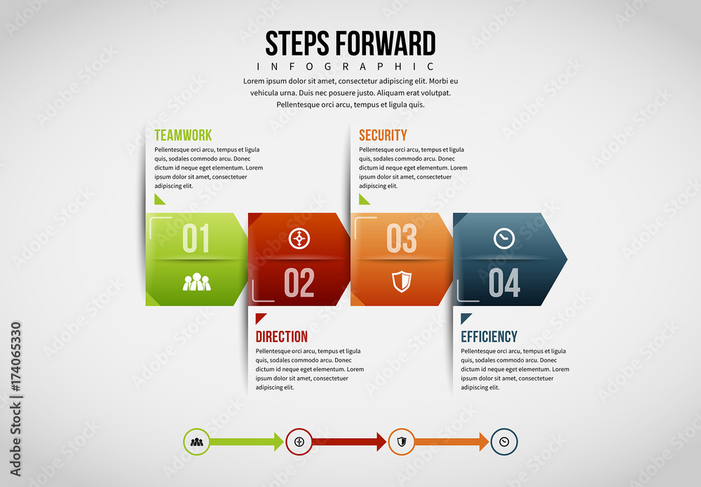Four-Step Arrow Infographic 1 Stock Template | Adobe Stock